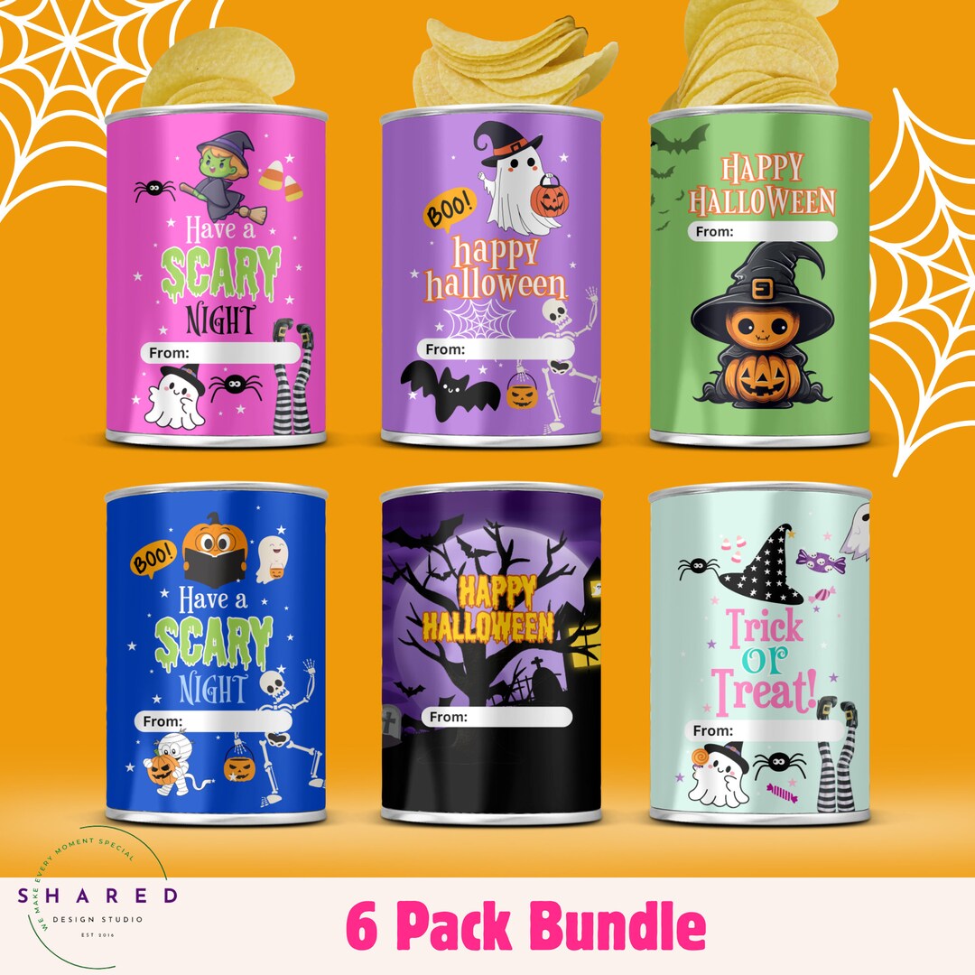 Editable Halloween Chip Can Label Bundle, Printable Spooky Colorful ...