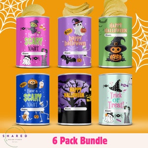 Editable Halloween Chip Can Label Bundle, Printable Spooky Colorful ...