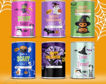 Editable Halloween Chip Bag Label Bundle, Printable Spooky Colorful ...