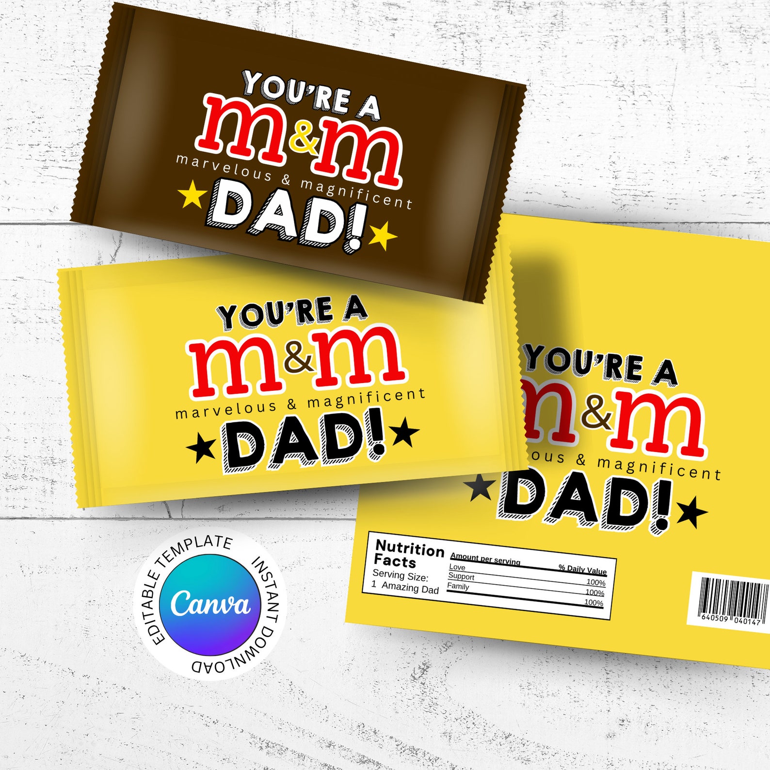 Editable Father's Day Printable M&M Label Best Dad Candy Wrapper Father ...