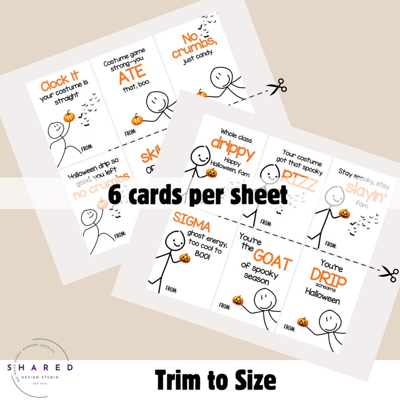 Slang Kids Halloween Cards, Funny Printable Classroom Gift, Skibidi ...