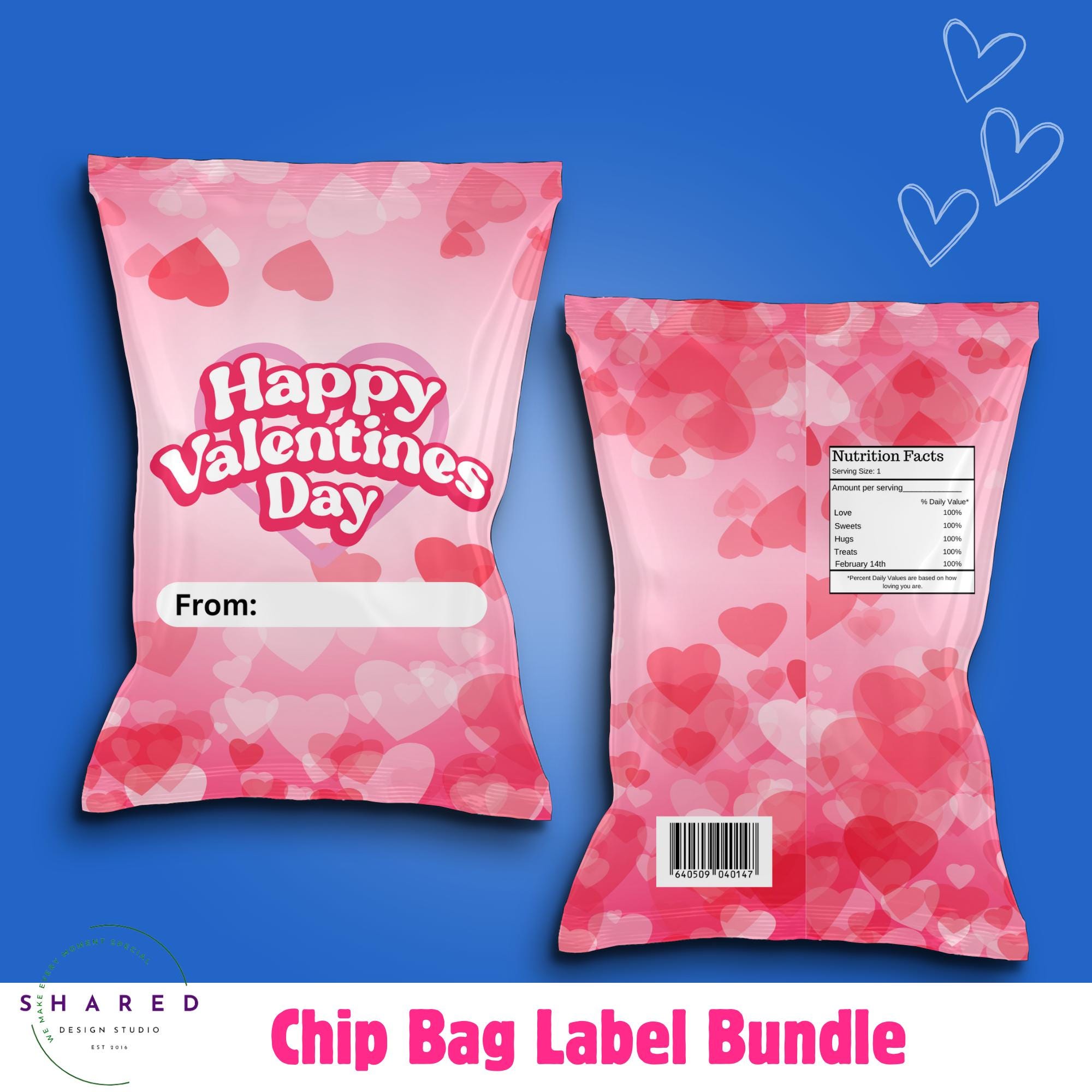 Editable Valentine's Day Chip Bag Label Bundle, Printable Red Pink ...