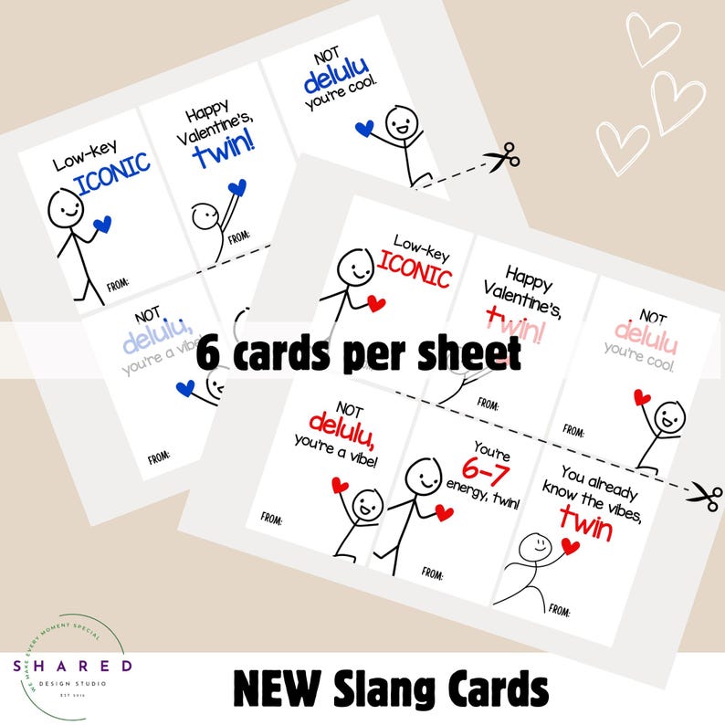 Slang Kids Valentine's Day Cards, Funny Printable Classroom Gift, 6-7 ...