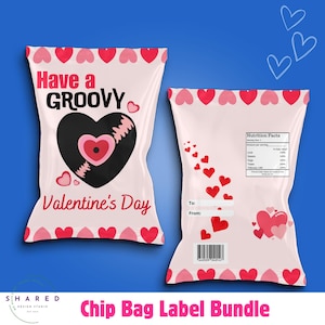 Editable Valentine's Day Chip Bag Label Bundle, Printable Red Pink ...