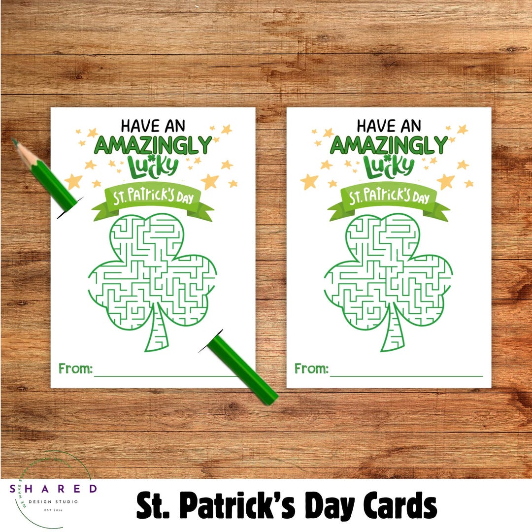 Kids St. Patrick's Day Cards, Printable Classroom St. Patrick's Treat ...