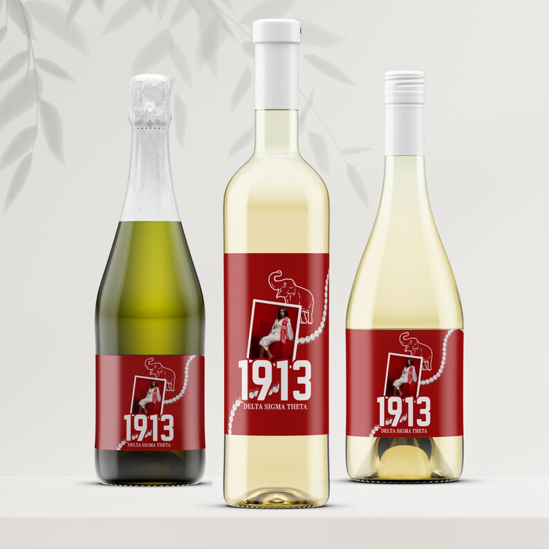 Editable Crimson & Cream DST Wine Bottle Label, Printable Delta ...