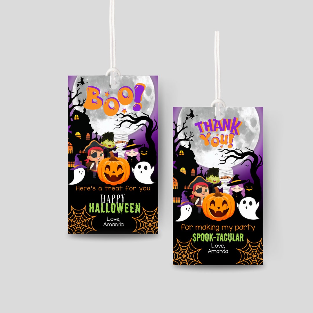 Editable Halloween Favor Tags, Printable Costume Party Treat Bag Tags ...