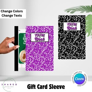 School Composition Notebook Gift Card Holder, Editable Teacher Staff Appreciation Gift, DIY ...