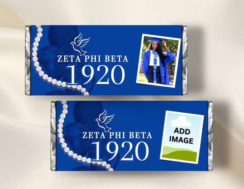 Editable Blue & White Zeta Phi Beta Candy Bar Wrapper, Printable Zeta ...
