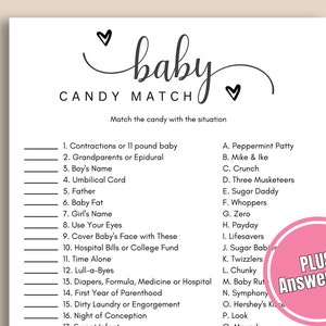 Minimalist Baby Shower Candy Match Game | Baby Shower Games Girl | Baby ...