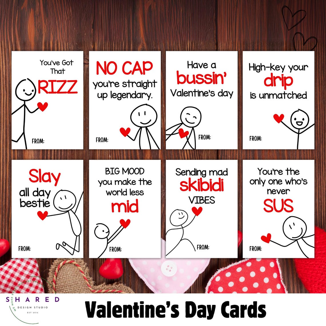 Slang Kids Valentine's Day Cards, Funny Printable Classroom Gift ...