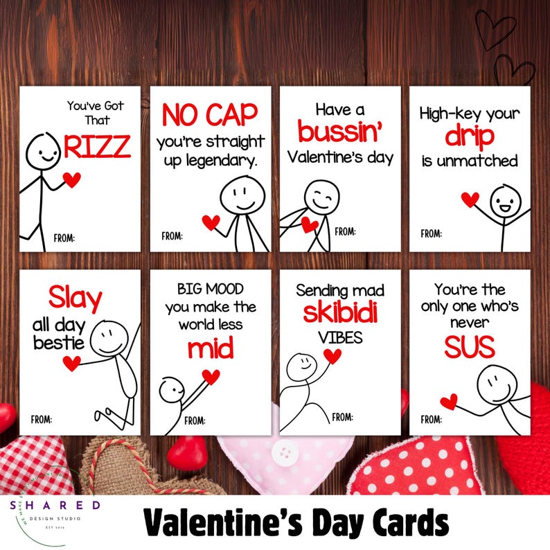 Slang Kids Valentine's Day Cards, Funny Printable Classroom Gift, 6-7 ...
