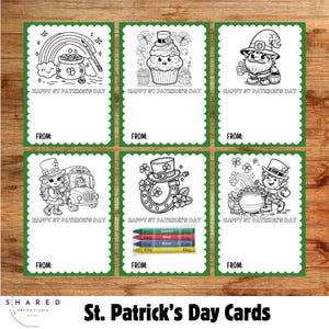 Kids St. Patrick's Day Coloring Cards, Printable Classroom Gift ...