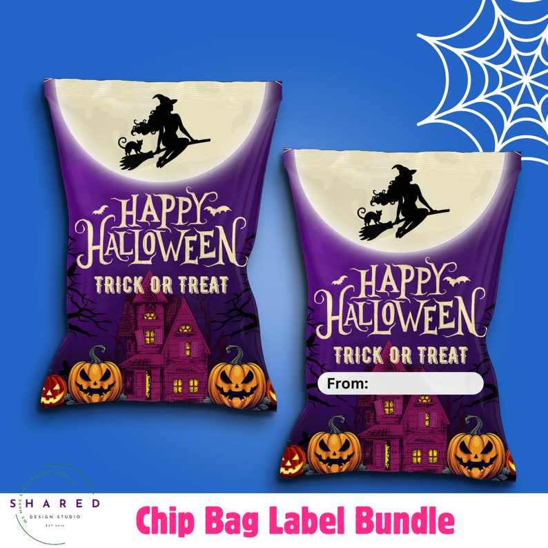 Editable Halloween Chip Bag Label Bundle, Printable Spooky Colorful ...