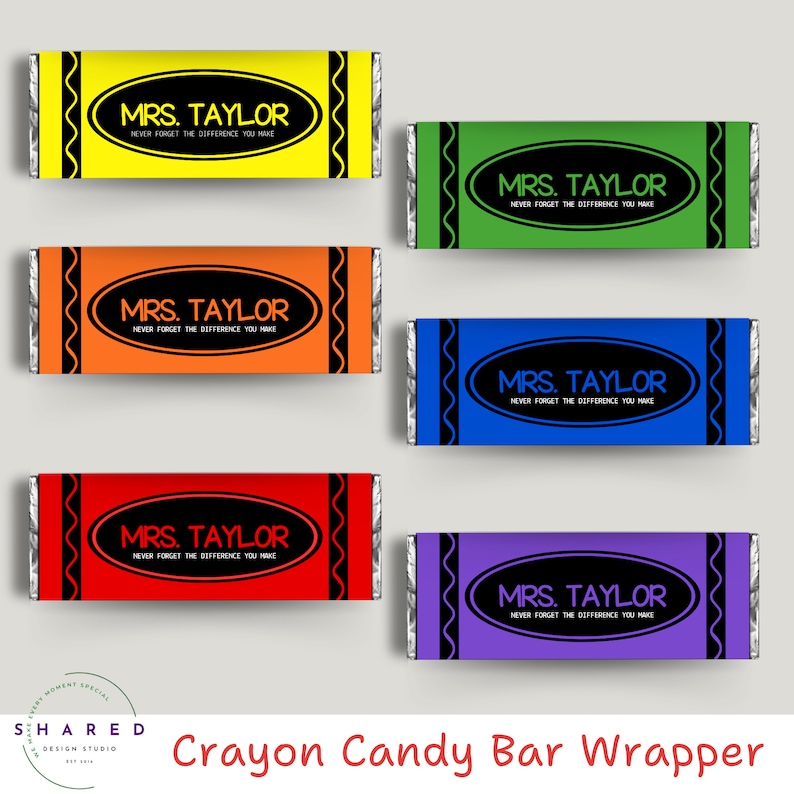 Editable Crayon Chocolate Bar Label, Printable Teacher Appreciation Candy Bar Wrapper, 1st Day ...