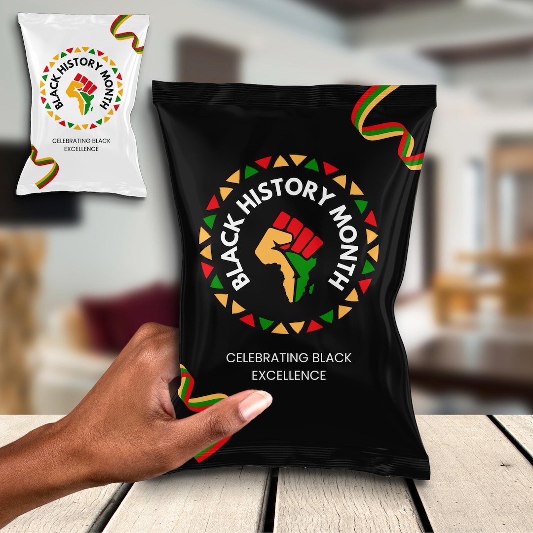 Printable Black History Month Chip Bag Label Bundle, Editable Red ...
