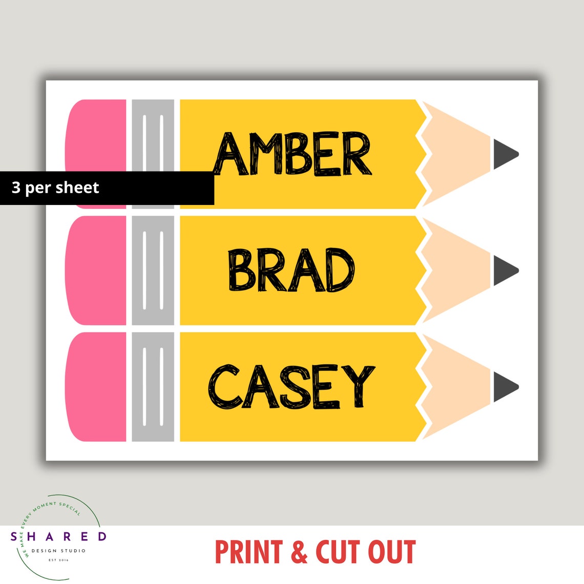 Editable Name Tag Template, Printable Pencil Classroom Name Tags for ...