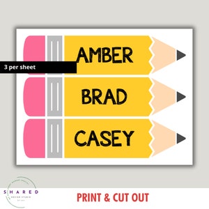 Editable Name Tag Template, Printable Pencil Classroom Name Tags for ...