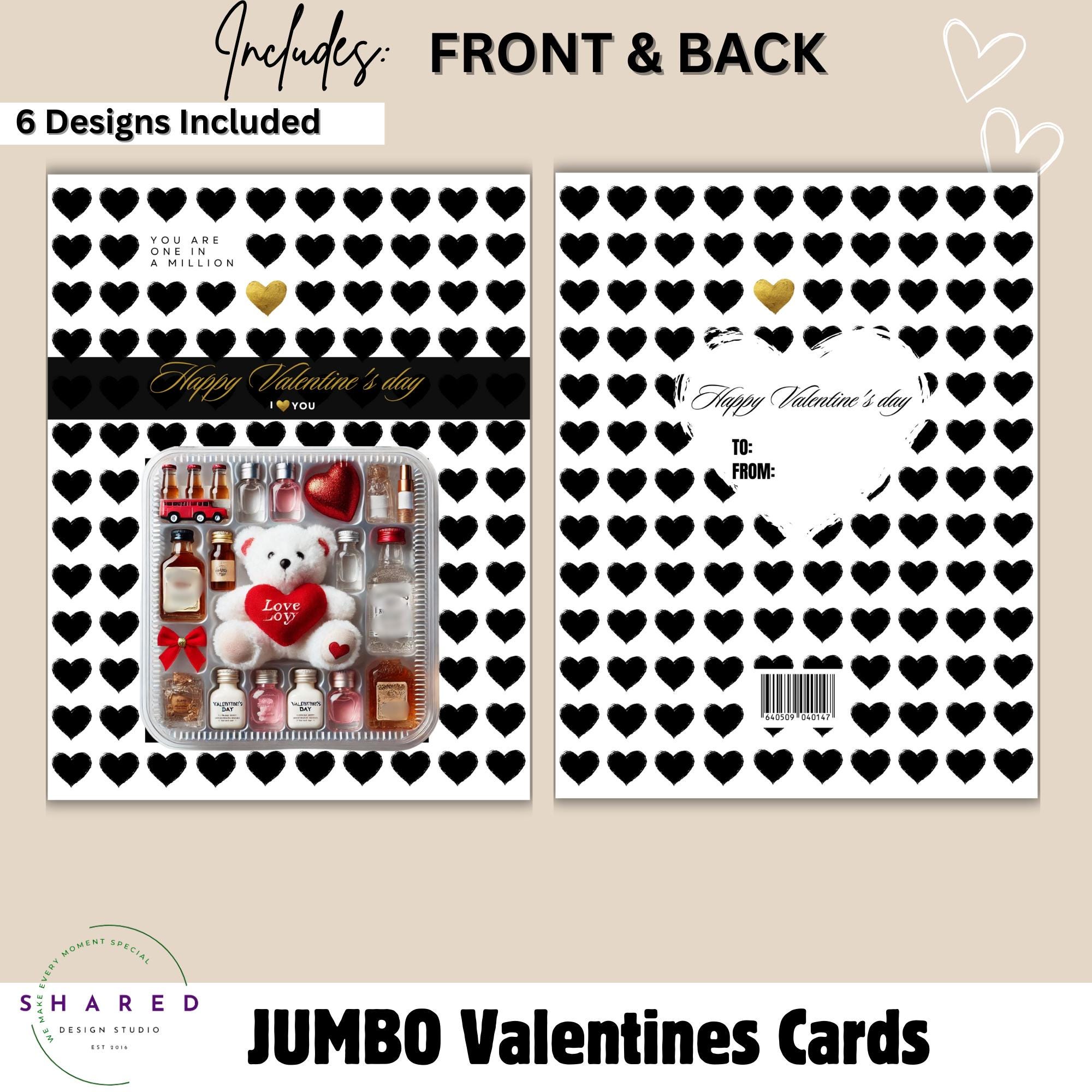 6 Jumbo Valentine's Day Card Bundle, Printable Candy Snack Card, DIY ...