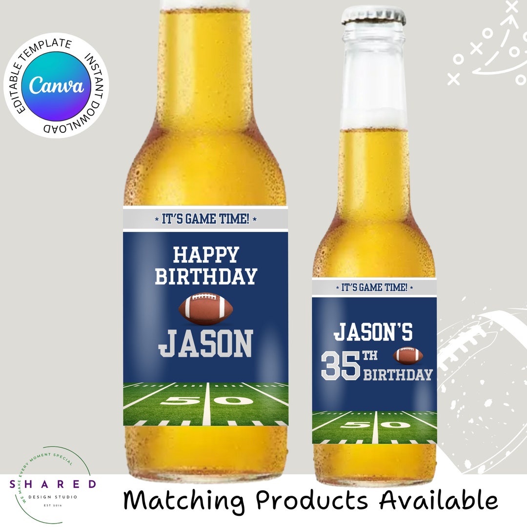 Blue & Silver Colors Dallas Football Team Birthday Party Printable Beer ...