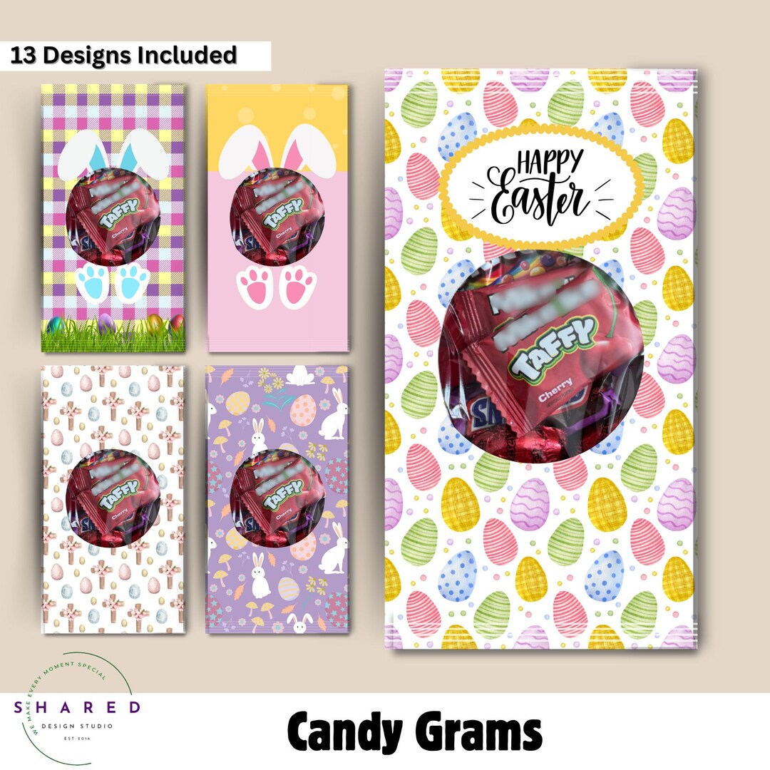 Easter Candy Grams Bundle, 13 Printable Candy Snack Gram, DIY Colorful ...