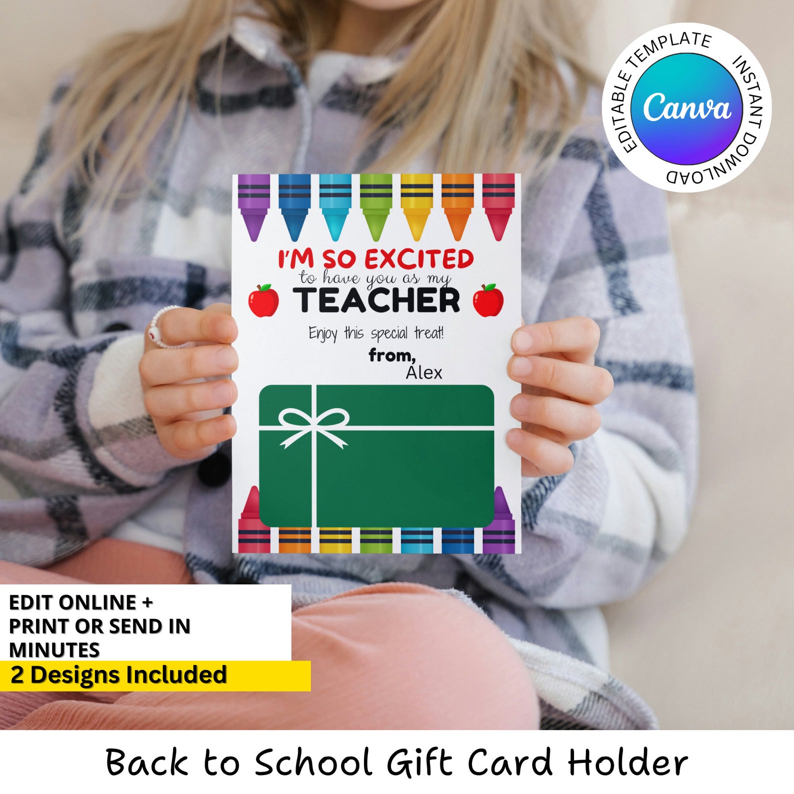 Editable Back to School Gift Card Holder, Printable Teacher Gift Card ...