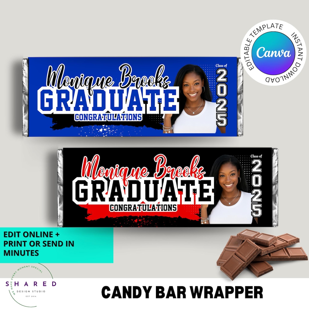 Editable Graduate Candy Bar Wrapper, Printable Class of 2025 Grad ...