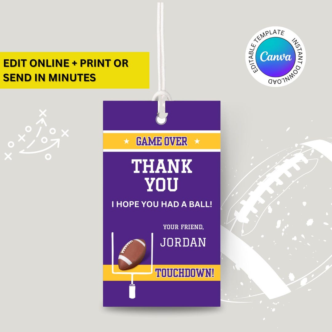 Purple & Gold Colors Minnesota Football Team Birthday Party Printable ...