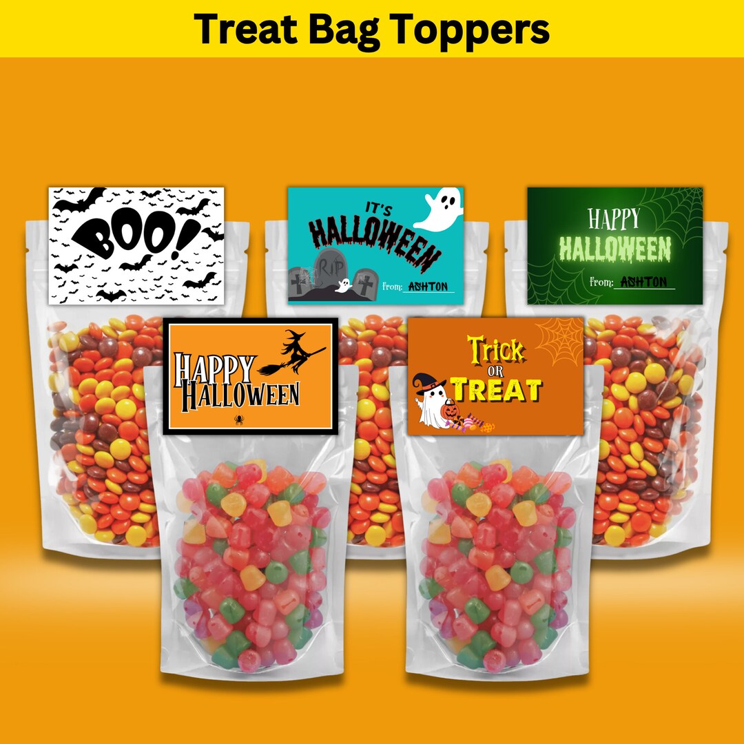 Editable Halloween Treat Toppers Bundle Printable Trick or Treat Treat ...