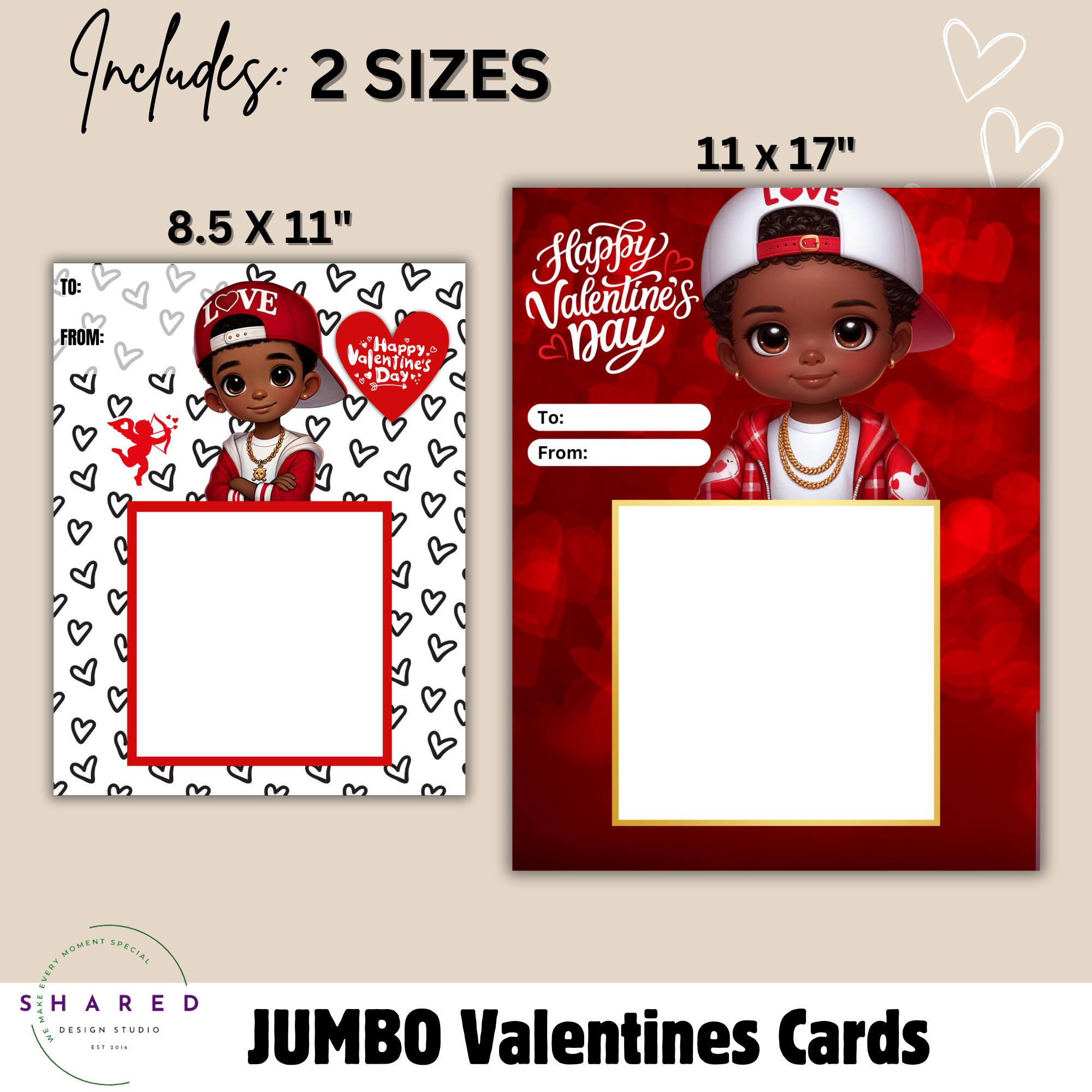 12 Jumbo Valentine's Day Card Bundle, Printable Candy Snack Gift Card ...