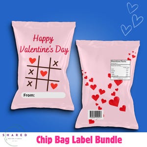 Editable Valentine's Day Chip Bag Label Bundle, Printable Red Pink ...