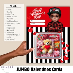 12 Jumbo Valentine's Day Card Bundle, Printable Candy Snack Gift Card ...
