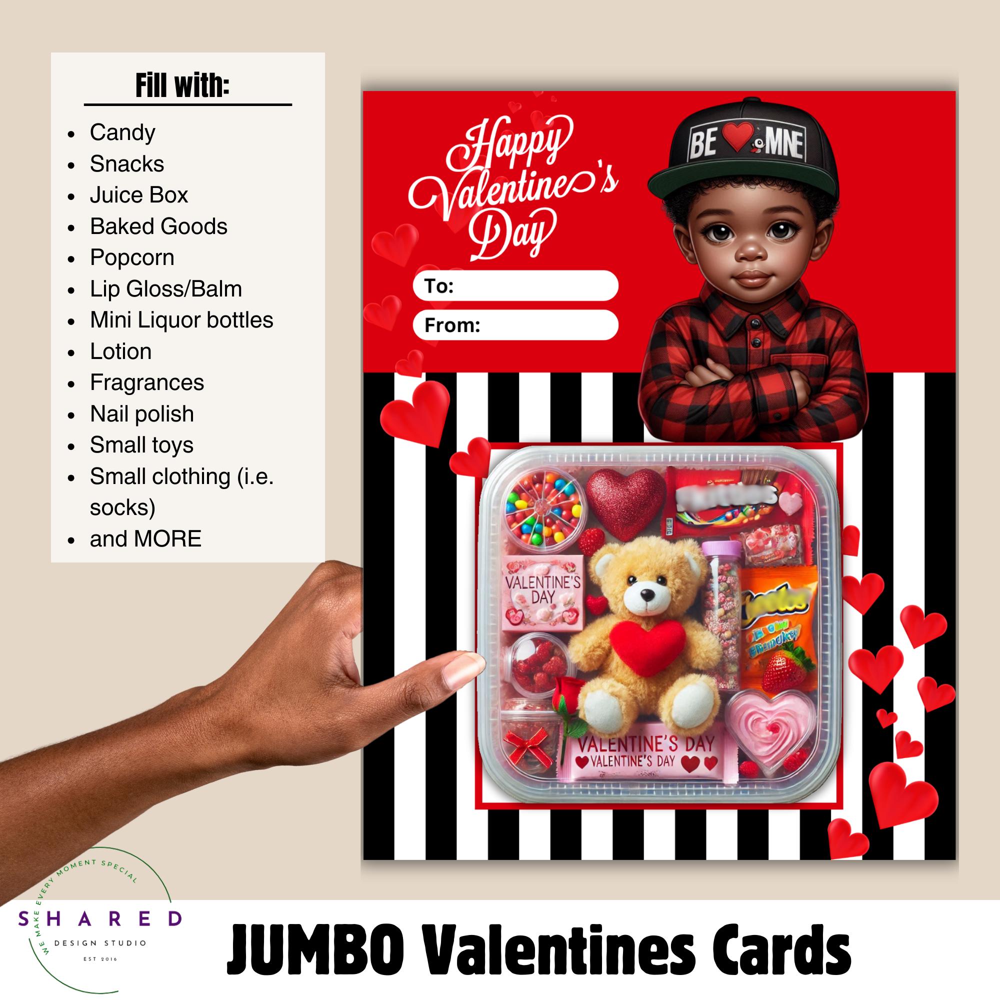 12 Jumbo Valentine's Day Card Bundle, Printable Candy Snack Gift Card ...