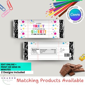 Editable Back to School Chocolate Bar Label, Printable Teacher Candy ...