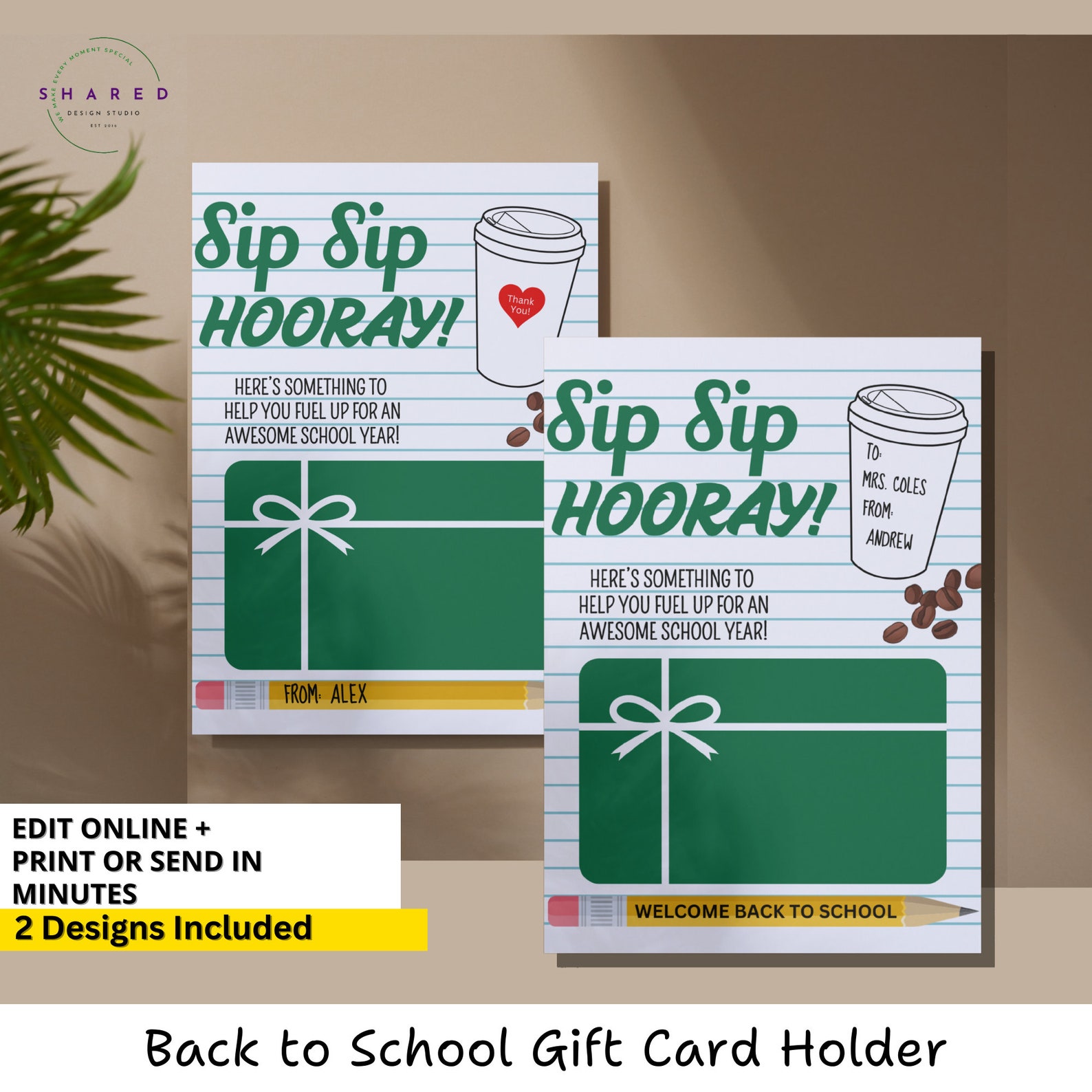 Editable Sip Sip Hooray Back to School Gift Card Holder, Meet the ...