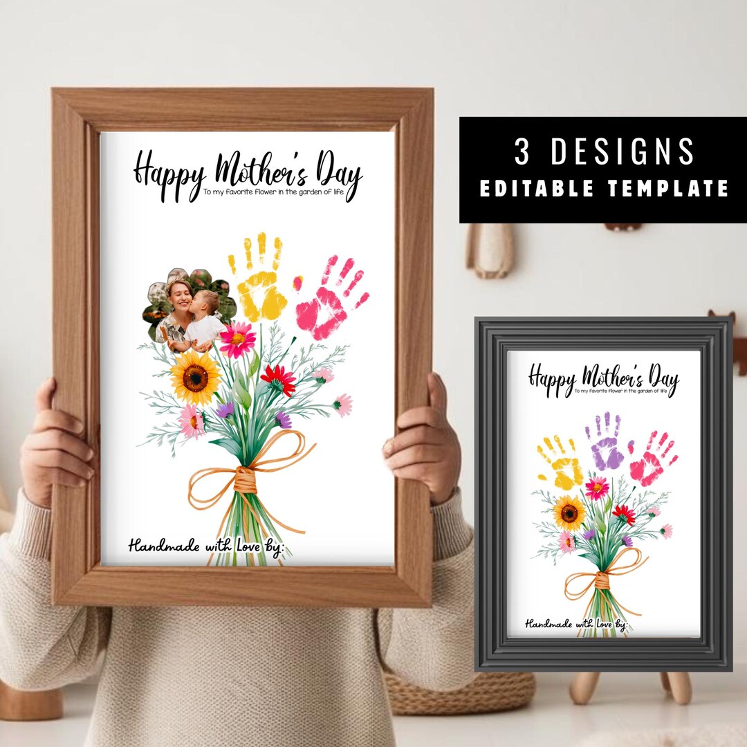 Editable Mother's Day Handprint Art, Printable Hand Paint Gift From ...
