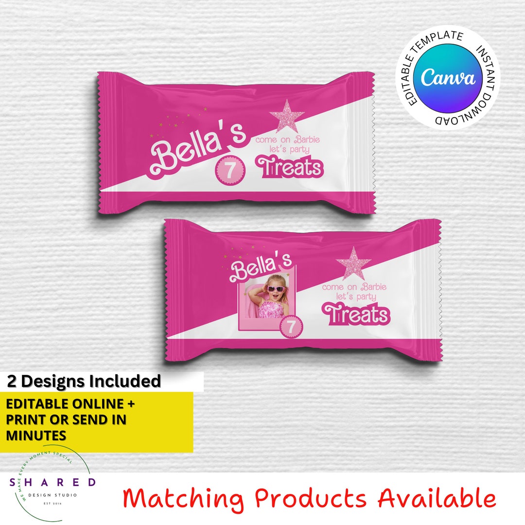 Editable Birthday Party Printable Rice Krispy Treat Label | Pink ...