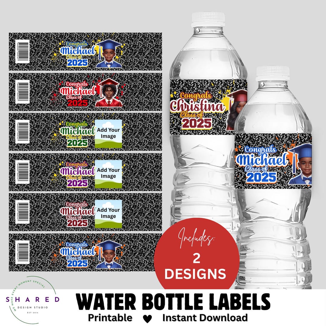 Editable Graduation Water Bottle Label, Printable Composition Notebook ...