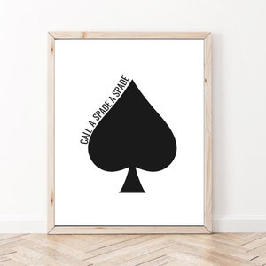 Printable Black Spade Wall Art, Trendy Aesthetic Spade Playing Card ...