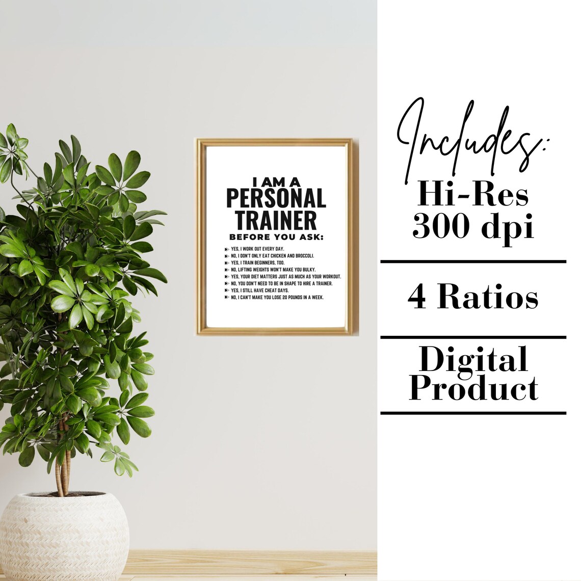 Printable I Am A Trainer Wall Art Trendy Fitness Trainer Office Wall ...