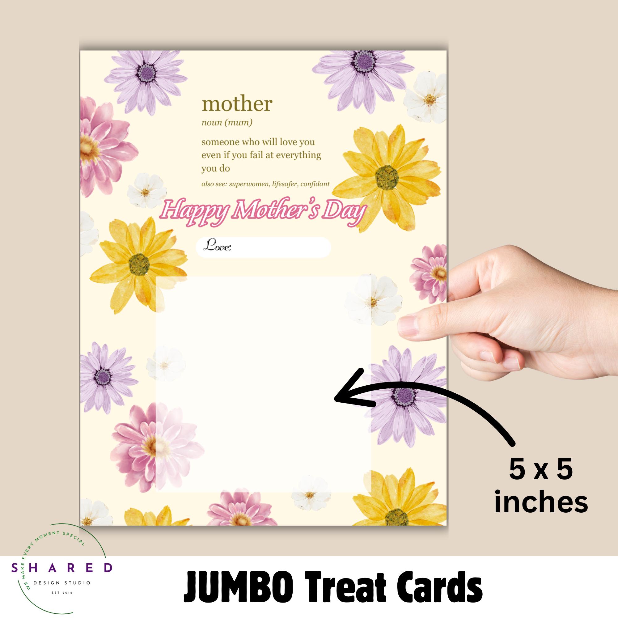 16 Mother's Day Jumbo Card Bundle, Editable Candy Snack Gift Card, DIY ...
