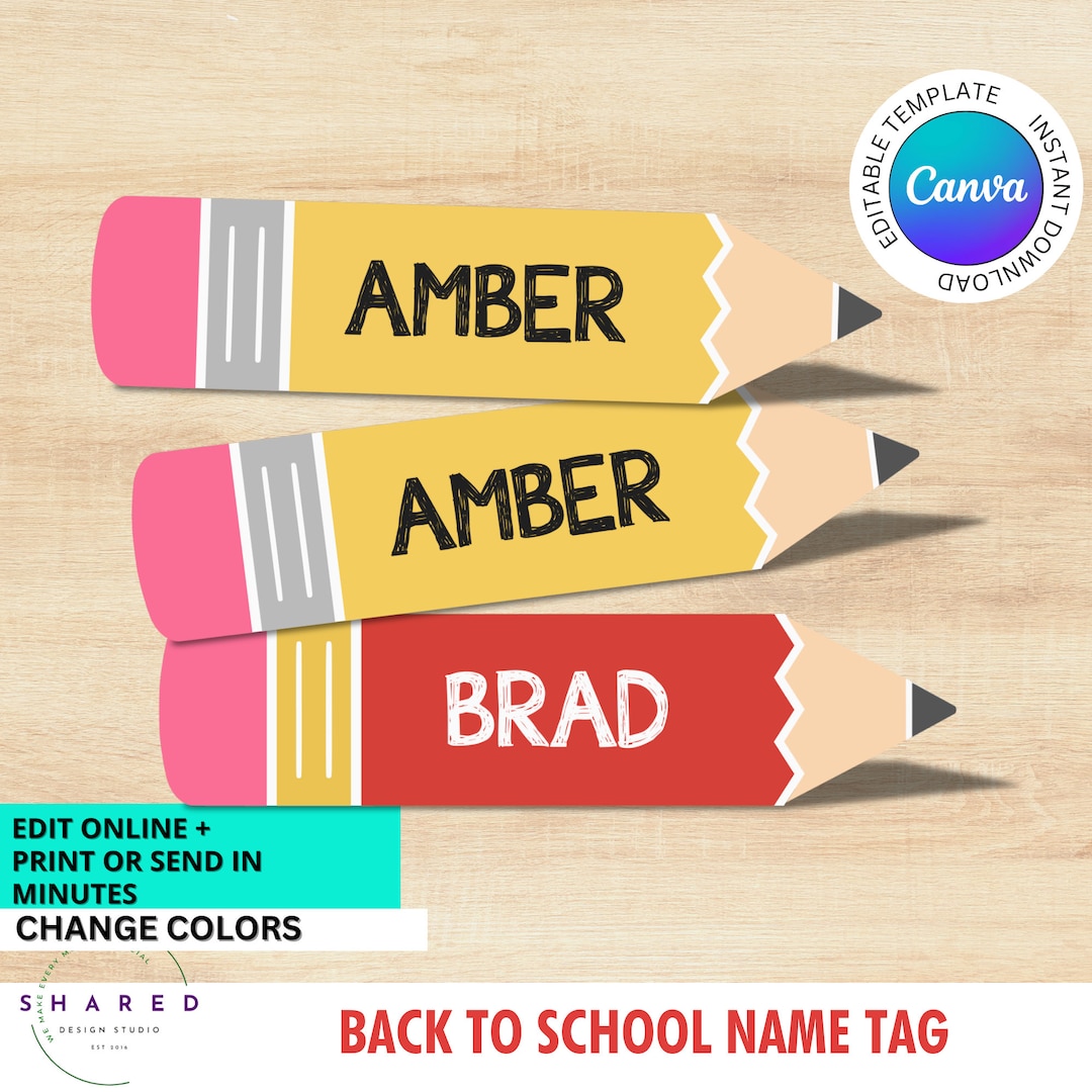 Editable Name Tag Template, Printable Pencil Classroom Name Tags for ...