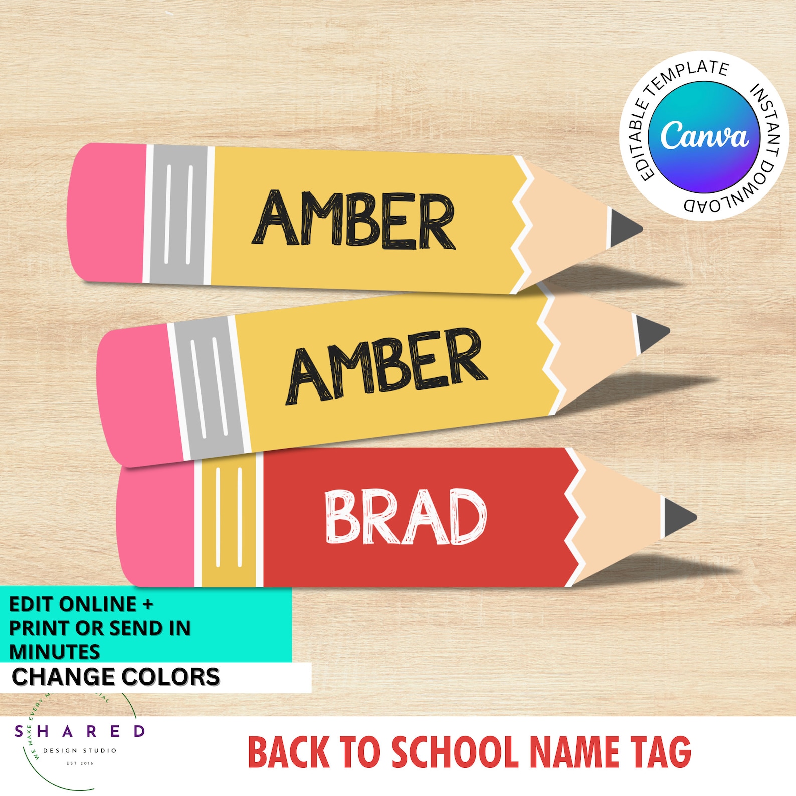 Editable Name Tag Template, Printable Pencil Classroom Name Tags for ...