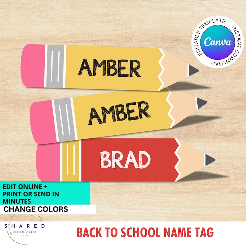 Editable Name Tag Template, Printable Pencil Classroom Name Tags for ...