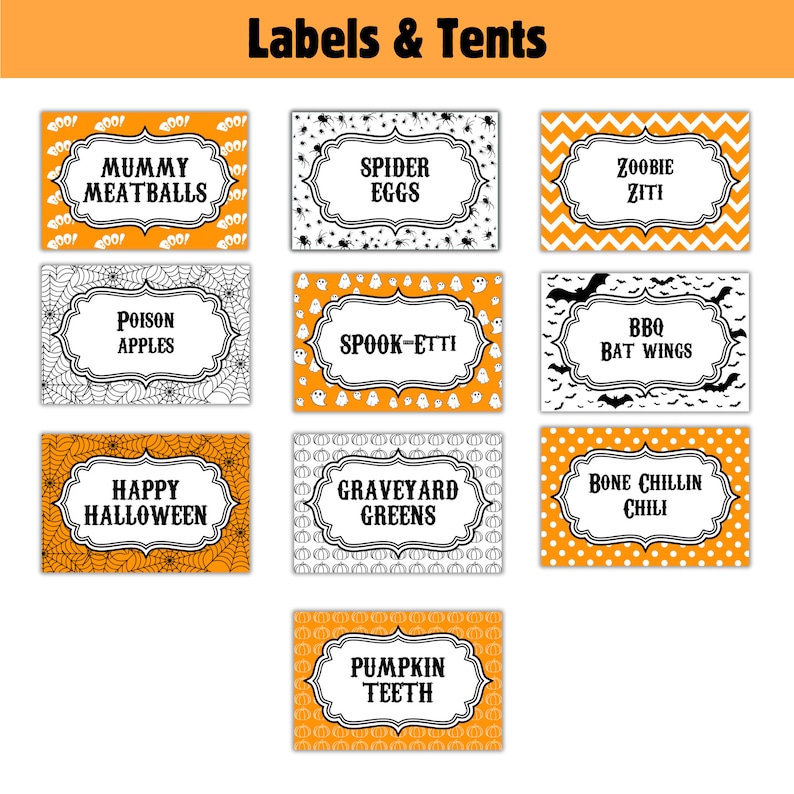 Editable Halloween Food Tent Cards & Labels Bundle Printable Spooky ...