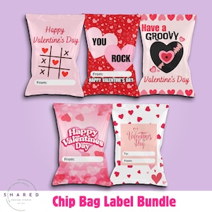 Editable Valentine's Day Chip Bag Label Bundle, Printable Red Pink ...