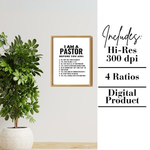 Printable I Am A Pastor Wall Art Trendy Aesthetic Pastor Office Wall ...