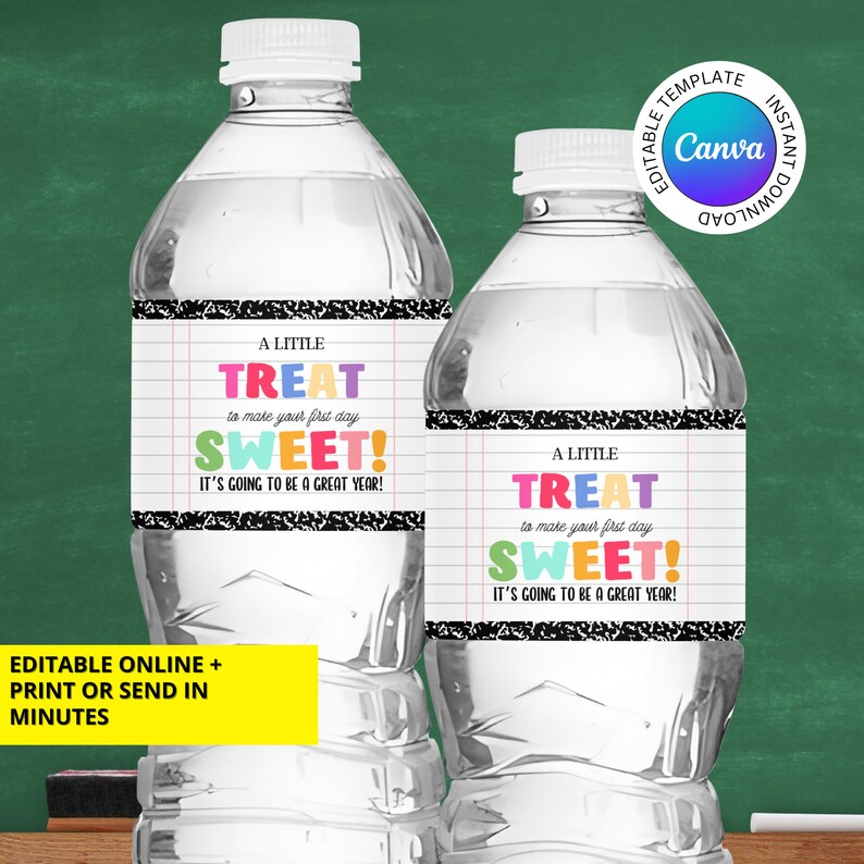 Editable Back to School Water Bottle Label, Printable Teacher Student ...