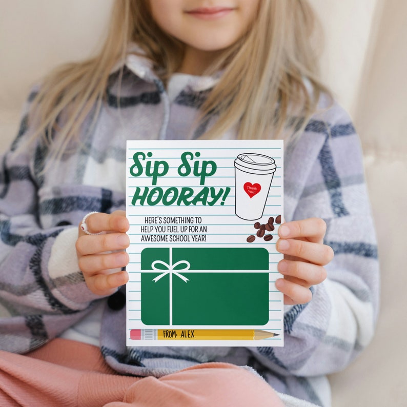 Editable Sip Sip Hooray Back to School Gift Card Holder, Meet the ...