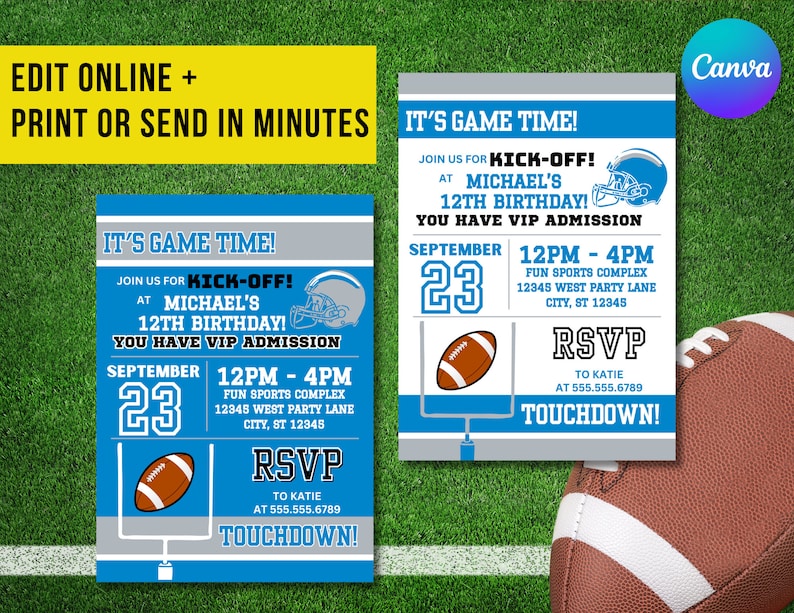 Lions Blue & Silver Colors Detroit Football Team Birthday Party ...